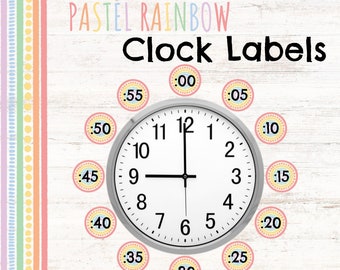 Pastel Rainbow Clock Labels Pastel Rainbow Classroom Decor, Pastel ...