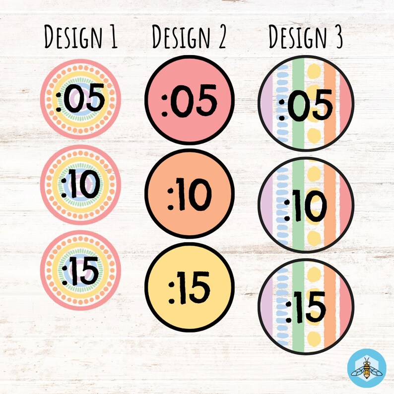 Pastel Rainbow Classroom Clock Labels - Etsy