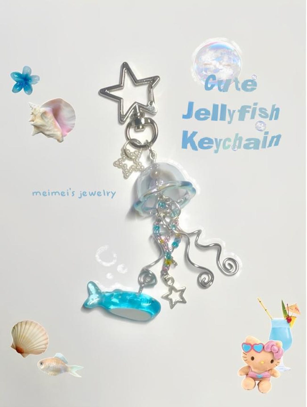 Cute Jellyfish Keychain - Etsy