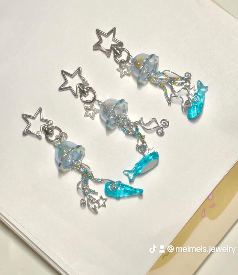 Blue Jellyfish Keychain: Summer Whale Charm - Etsy