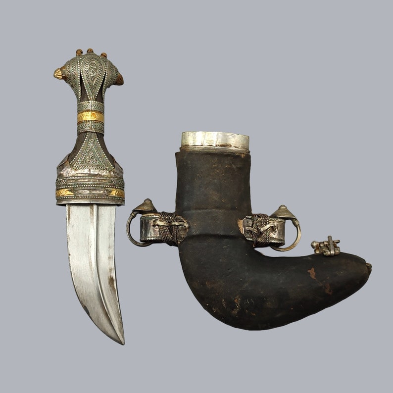 Antique Omani Khanjar Dagger 1800s 1900s Vintage Silver Filigree Gold ...