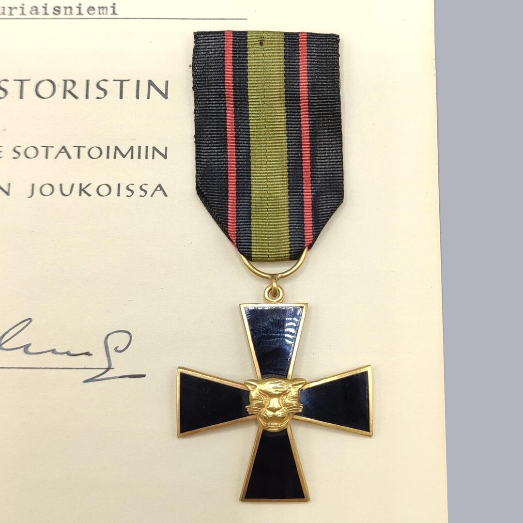Vintage Finnish Campaign Cross of Ääninen & Certificate Äänisen ...