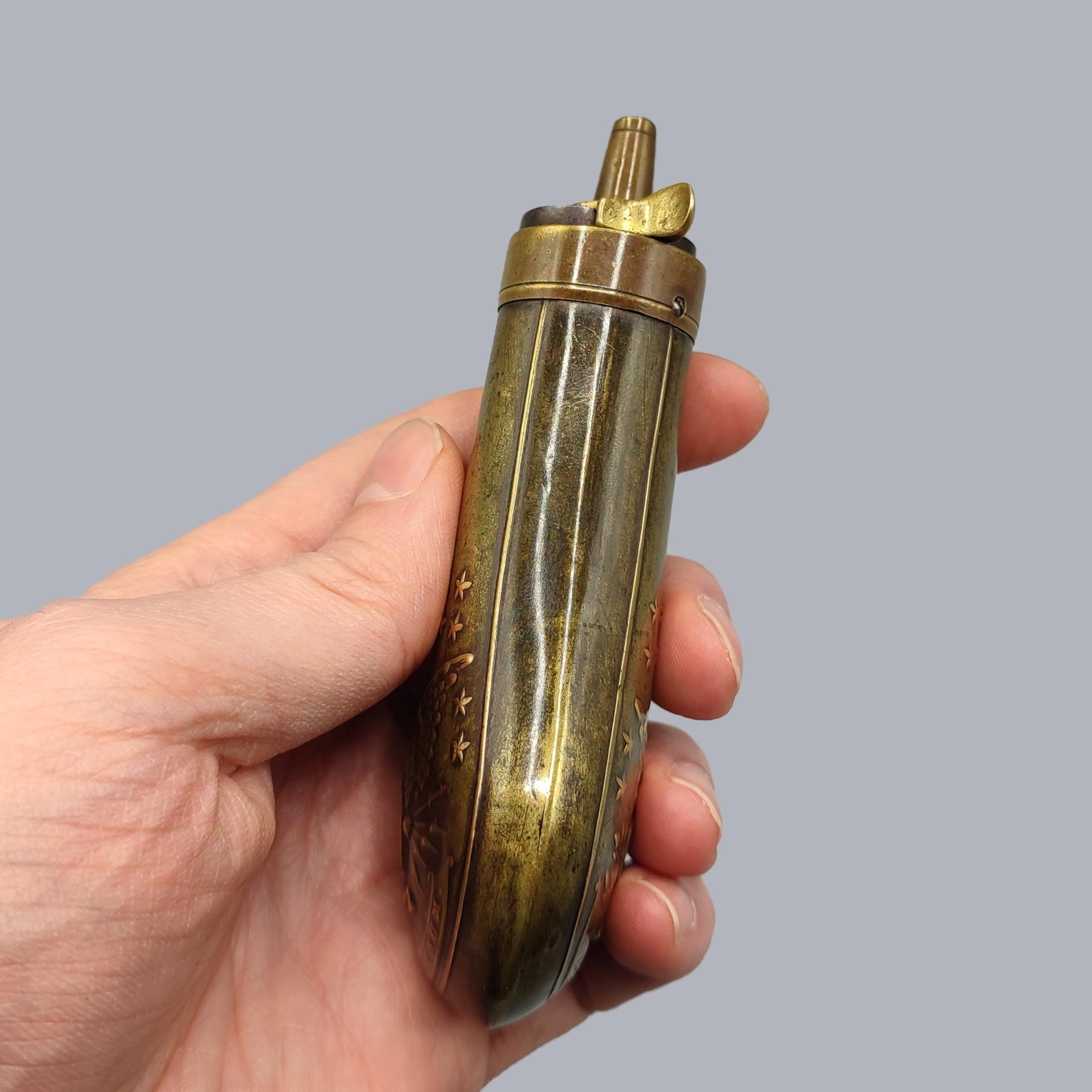 Vintage American Copper Brass Powder Flask 20th Century Reproduction ...