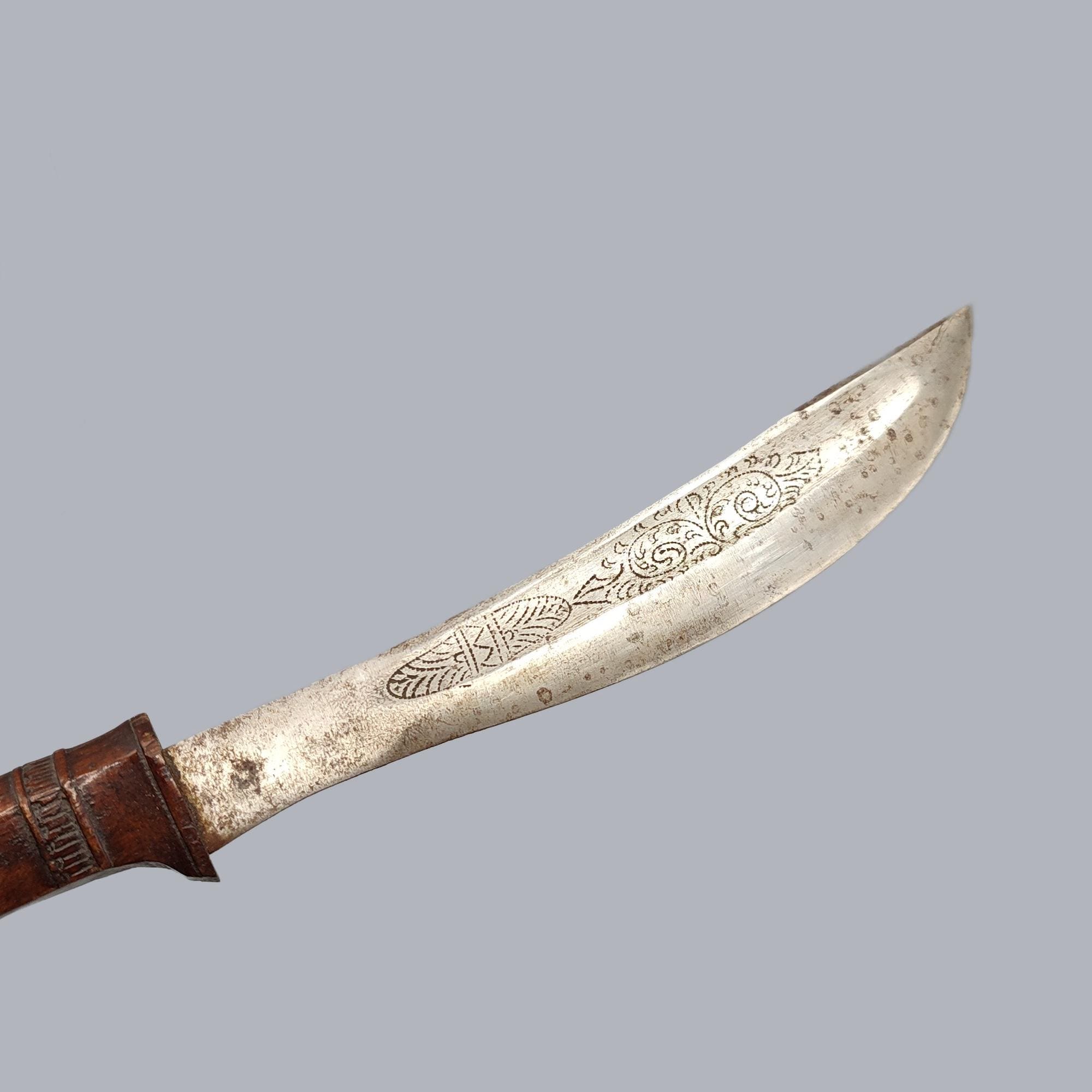 Antique Malayan Golok Knife Eagle Head Shaped Wooden Handle Sheath ...