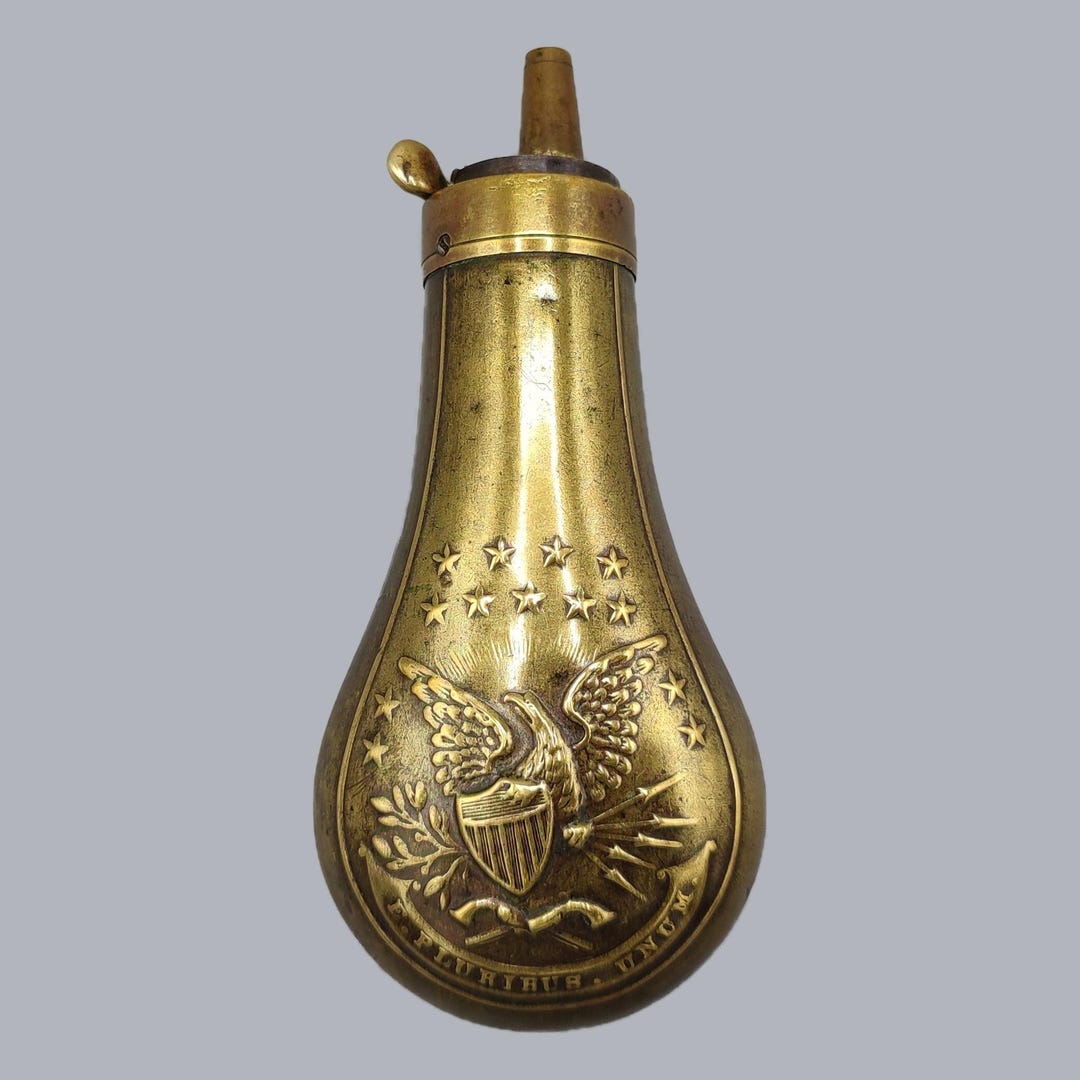 Vintage American Copper Brass Powder Flask 20th Century Reproduction ...