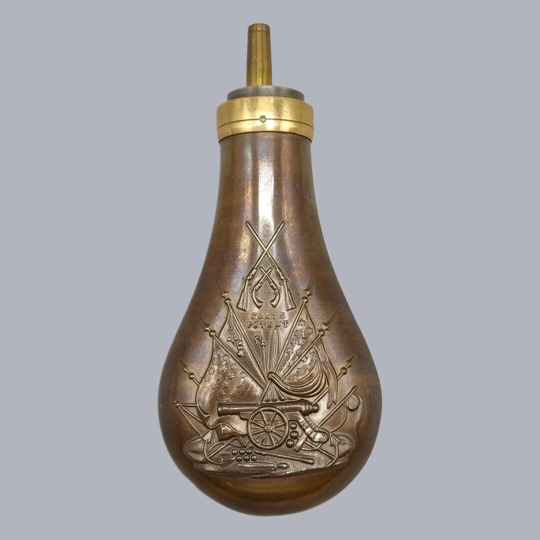 Vintage American Copper Brass Powder Flask 20th Century Reproduction ...