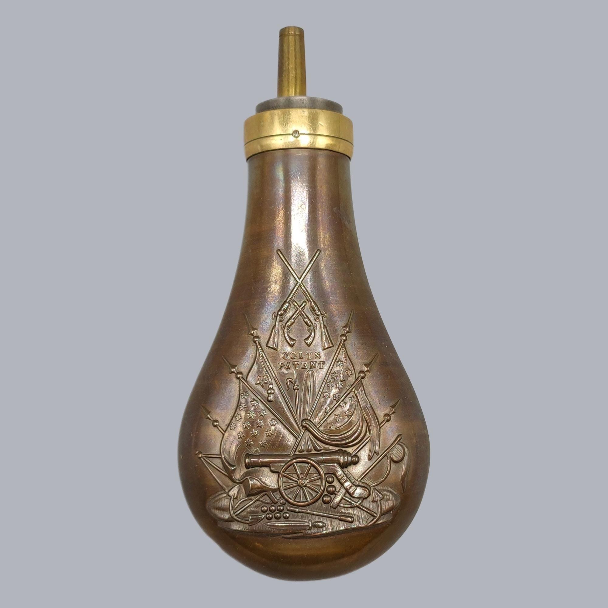 Vintage American Copper Brass Powder Flask 20th Century Reproduction ...