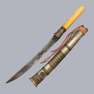 Antique Burmese Dha Daab Short Sword Dagger Knife Southeast Asian Thai ...