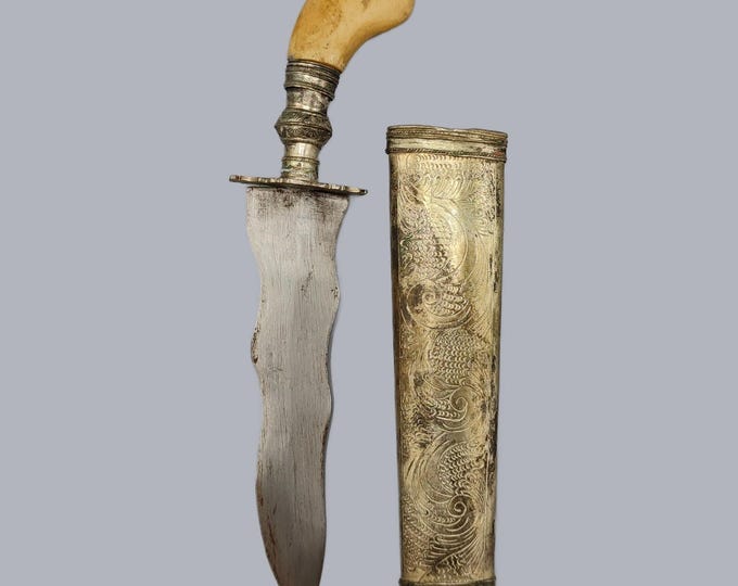 Vintage Philippine Punal Dagger Filipino Moro Knife Bone Handle Silver ...
