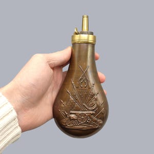 Vintage American Copper Brass Powder Flask 20th Century Reproduction ...