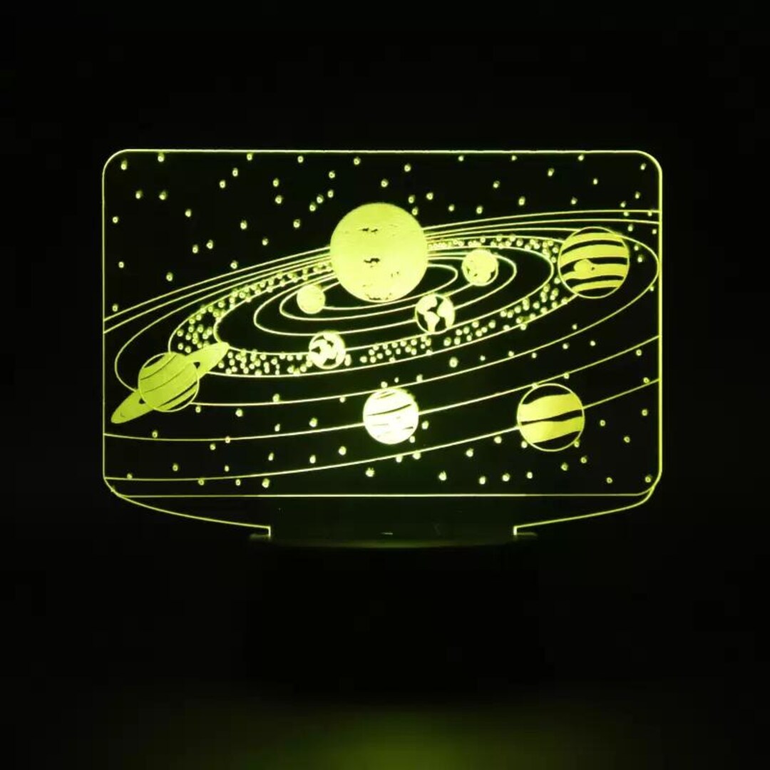 Laser Cut Solar System 3D LED Optical Illusion Lamp Cut 3D Illusion ...