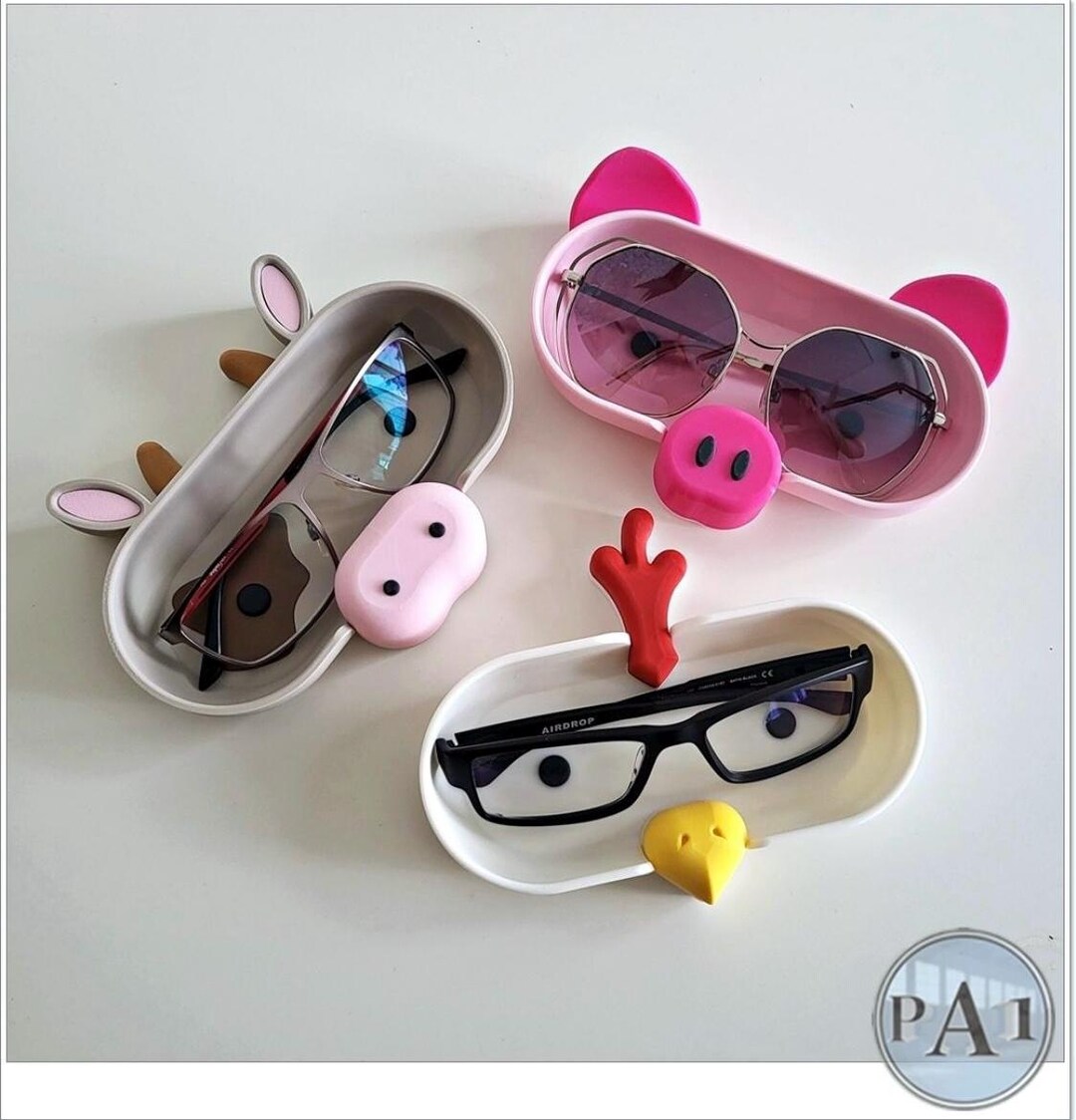 Farm Friends Glasses Holder – 3D Printed Pig, Cow & Chicken Animal ...