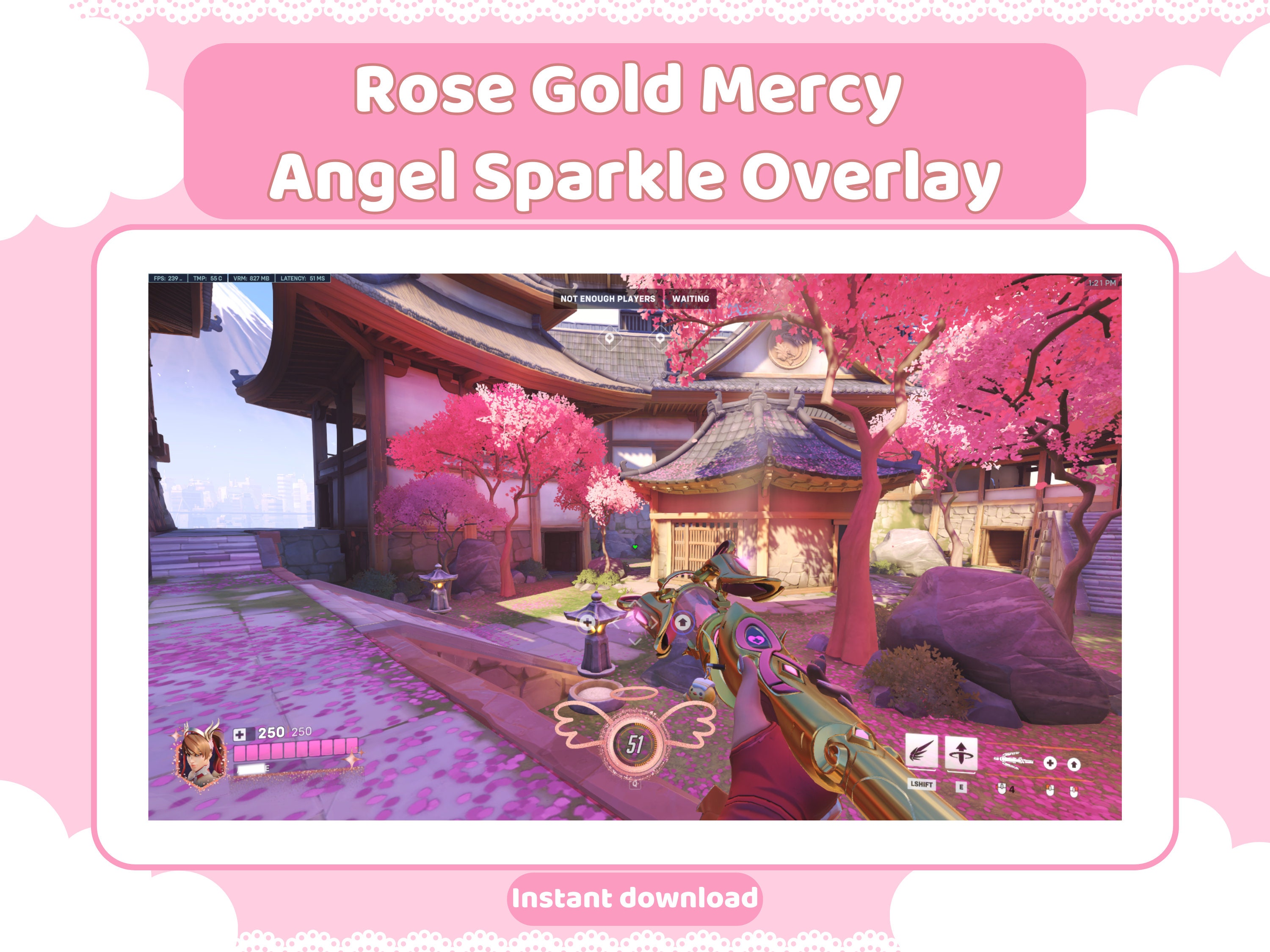 Rose Gold Mercy Overwatch Overlay for Twitch Cute Rose Gold Glitter ...