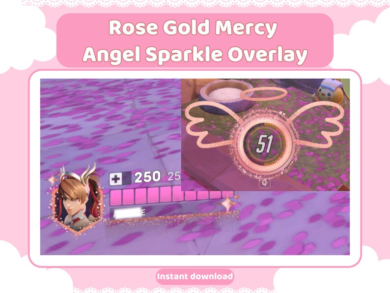 Rose Gold Mercy Overwatch Overlay for Twitch Cute Rose Gold Glitter ...