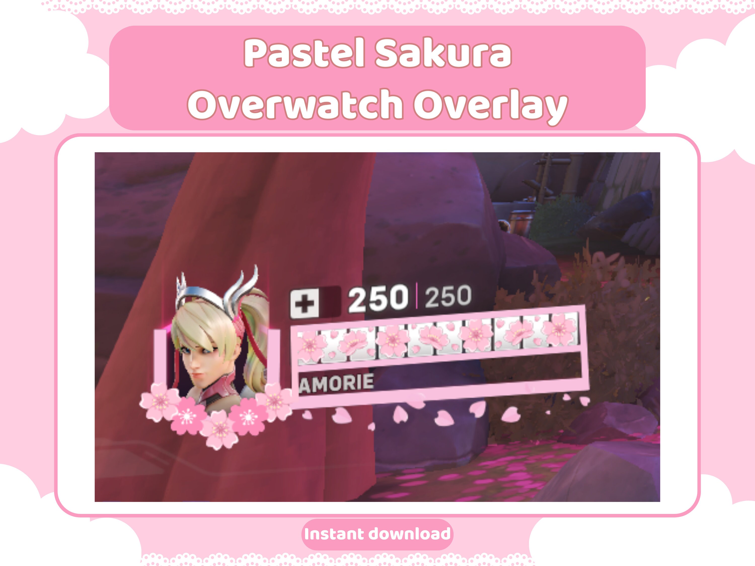 Pink Pastel Sakura Overwatch Overlay for Twitch Cherry Blossom Stream ...