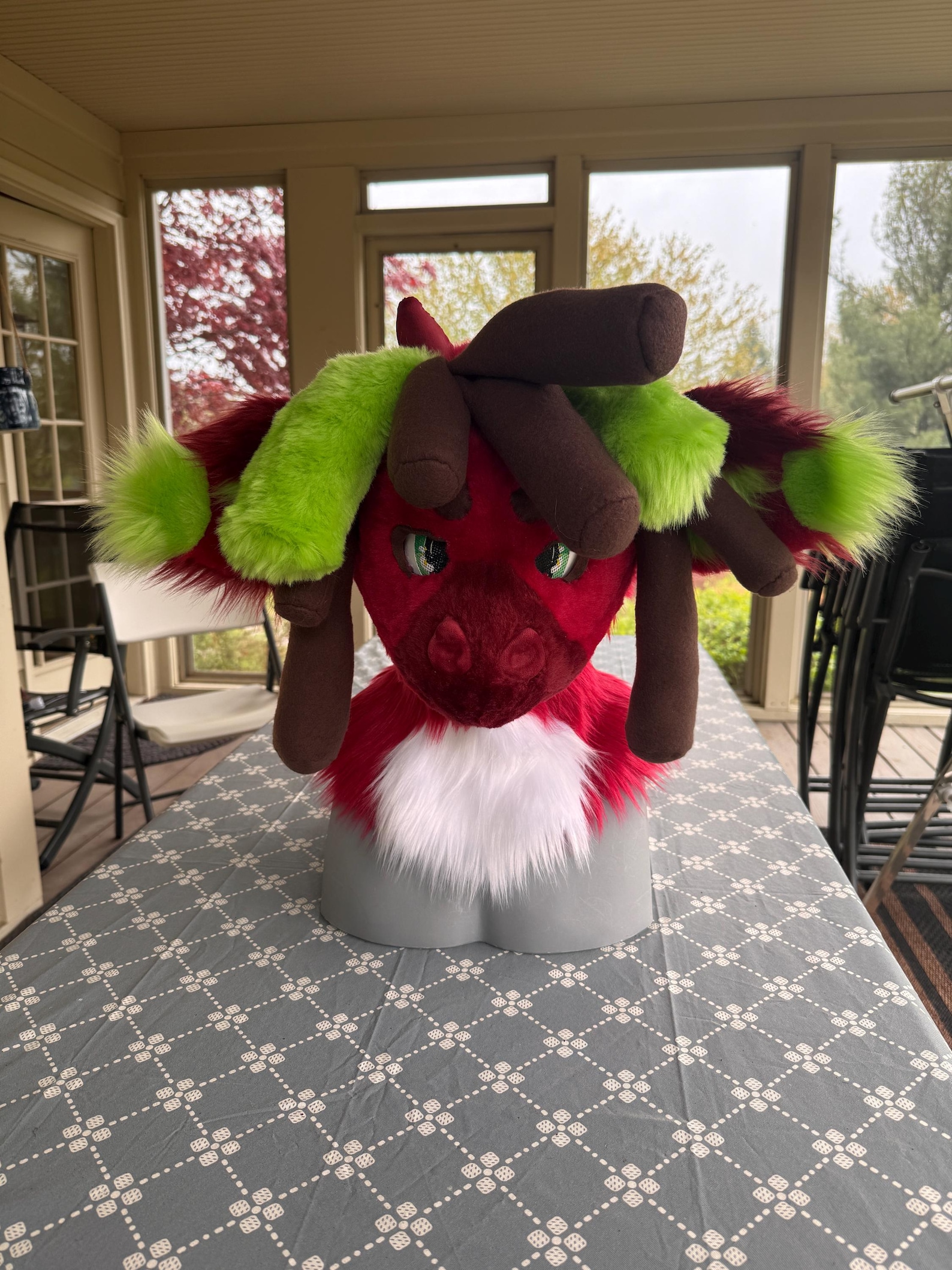 Kemono Giraffe Fursuit Head | Strawberry/watermelon Premade W ...