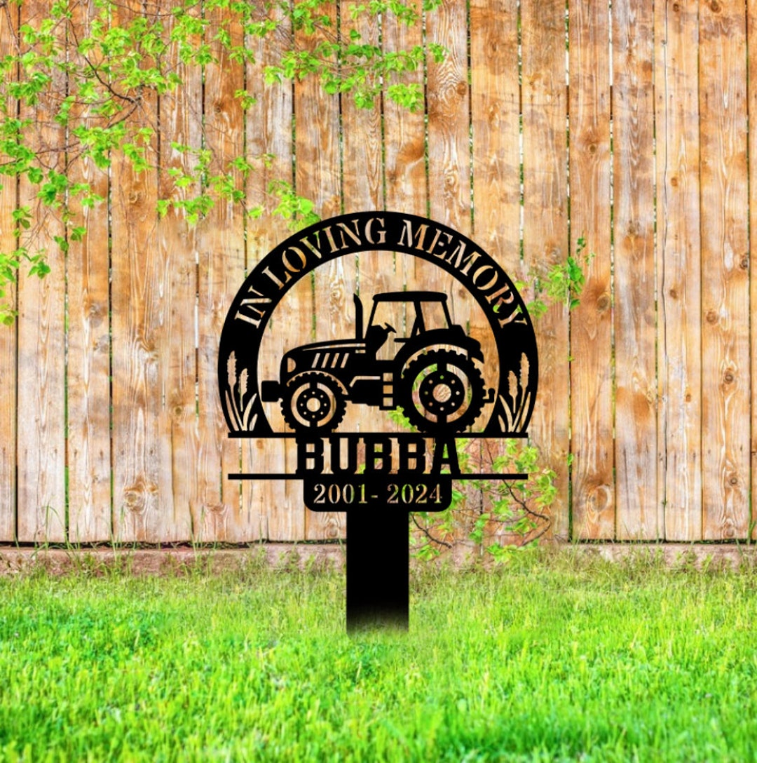 Personalized Farmer Tractor Memorial Metal Sign Stake, Custom Farming ...
