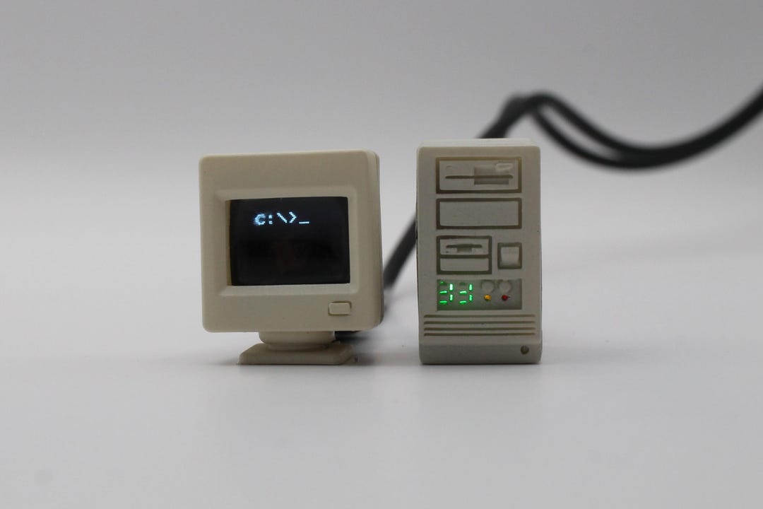 Retro Desktop Bundle: Miniature MS-DOS Monitor & 386 Tower - Etsy