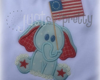 Patriotic Elephant Holding Flag Applique Machine Embroidery Design ...