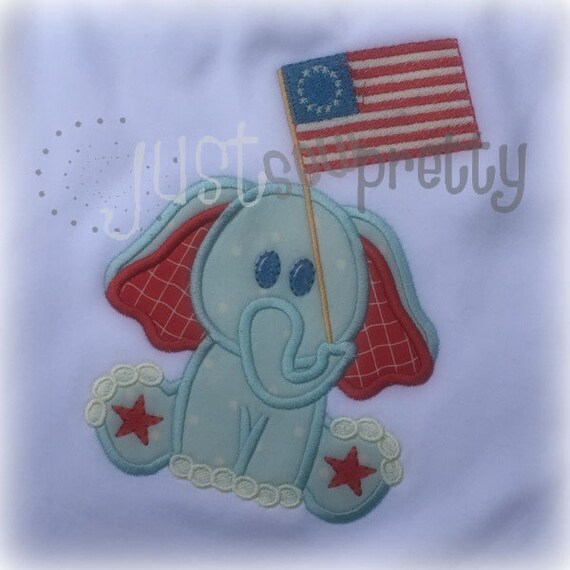 Cute Elephant Flag Embroidery Applique Design | Etsy