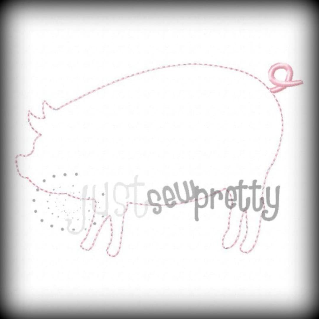 Pig Silhouette Applique Redwork Embroidery Design - Etsy