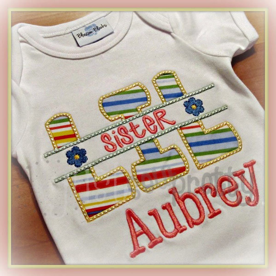Little Sister Sibling Embroidery Applique Design - Etsy