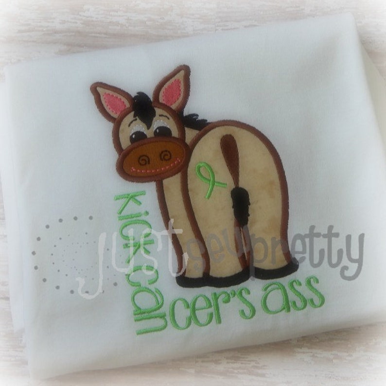 Kick Cancer Mule Embroidery Applique Design - Etsy