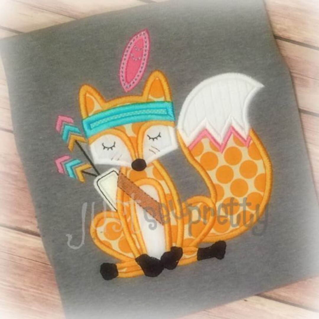Indian Fox Applique Embroidery Design - Etsy