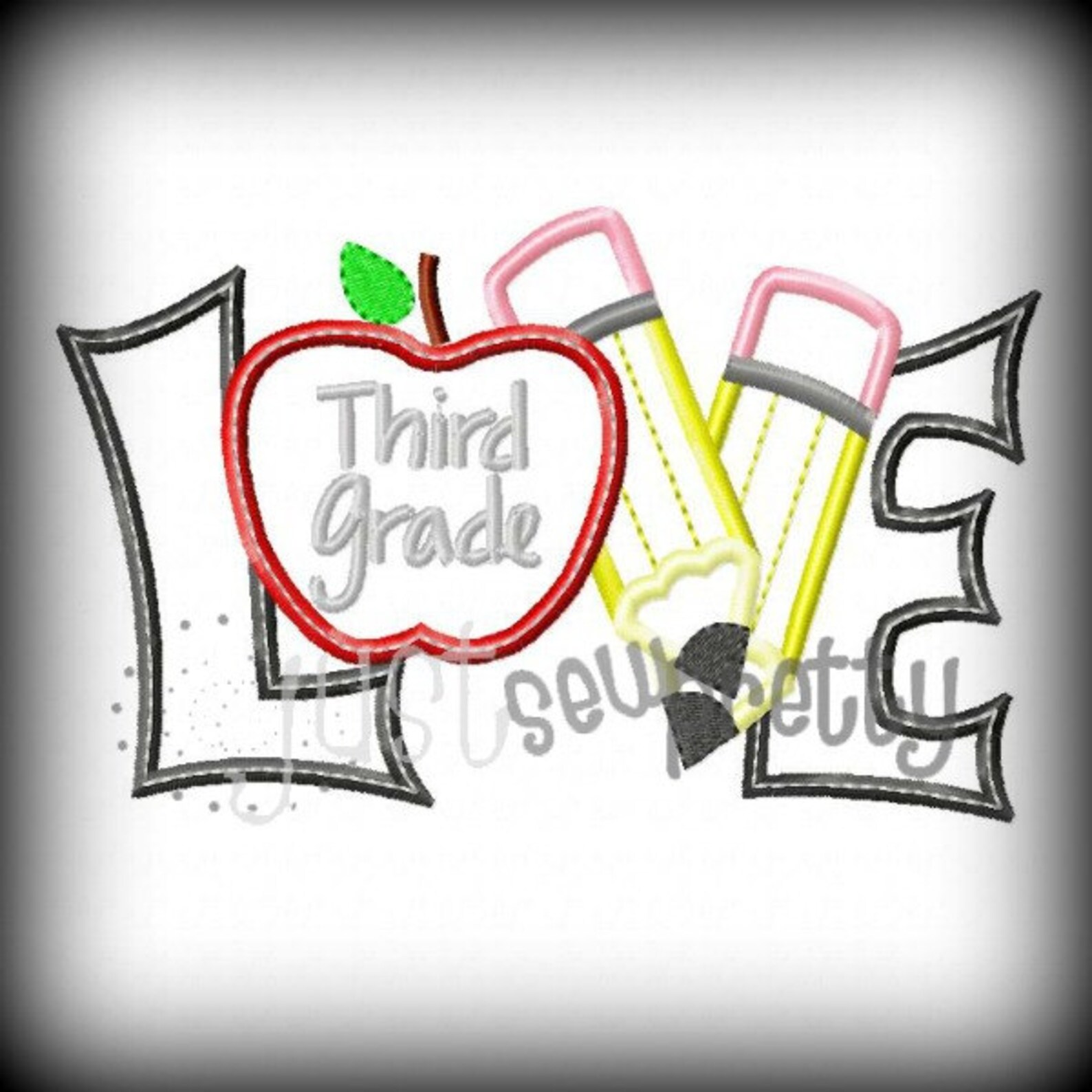 Love Third Grade Pencils Embroidery Applique Design - Etsy