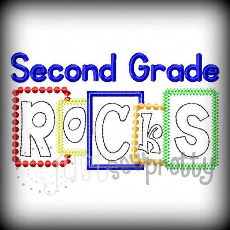 Second Grade Rocks Blocks Embroidery Applique Design - Etsy