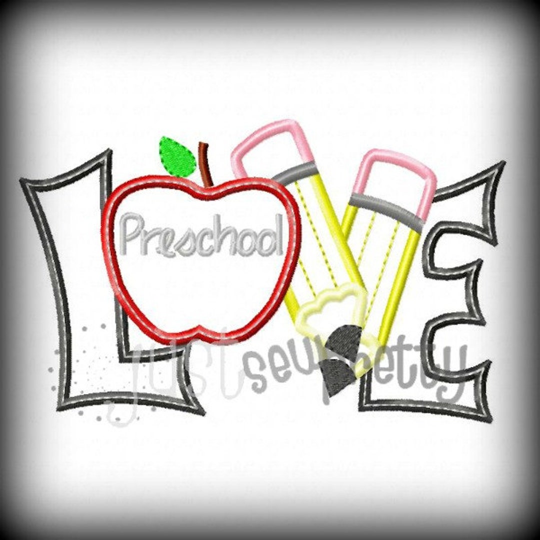 Love Preschool Pencils Embroidery Applique Design - Etsy