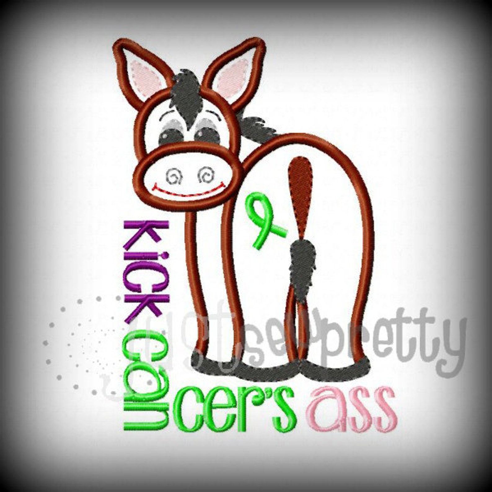 Kick Cancer Mule Embroidery Applique Design - Etsy