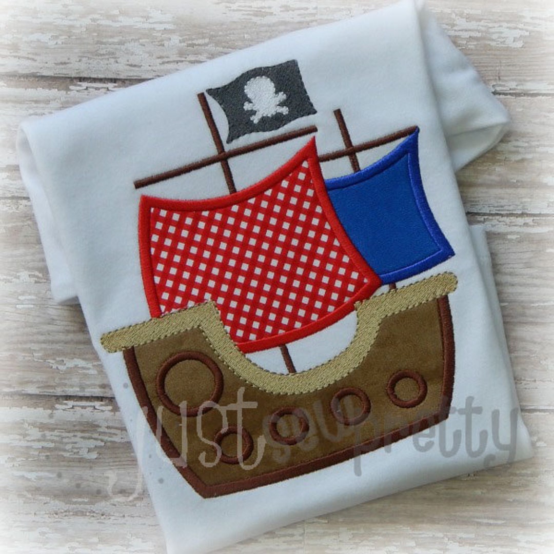 Pirate Ship Embroidery Applique Design - Etsy