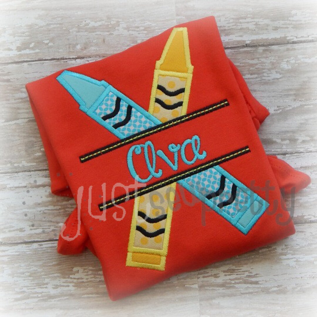 Split Crayons Embroidery Applique Design - Etsy