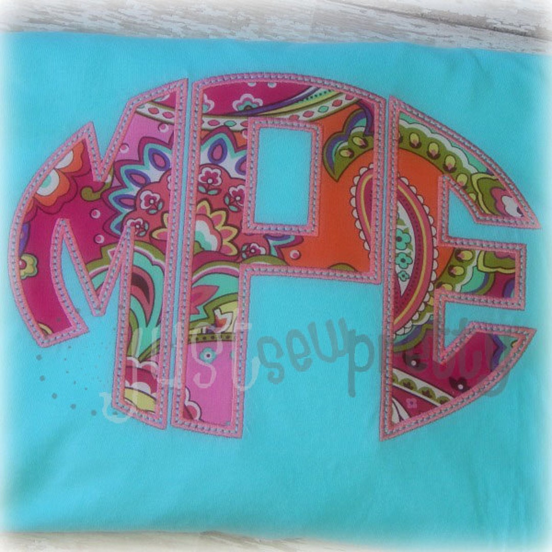 EXCLUSIVE Oval Monogram Font Embroidery Applique Design - Etsy