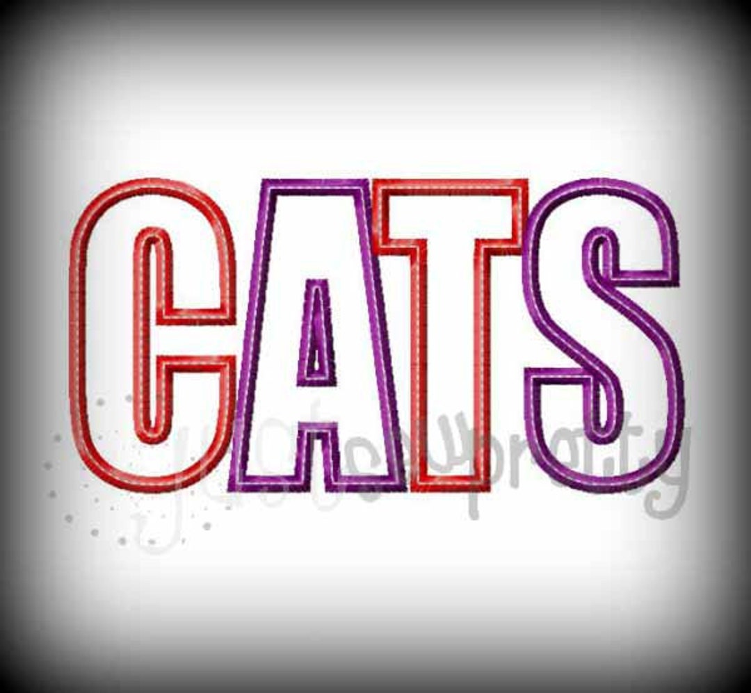 Cats Word Embroidery Applique Design - Etsy