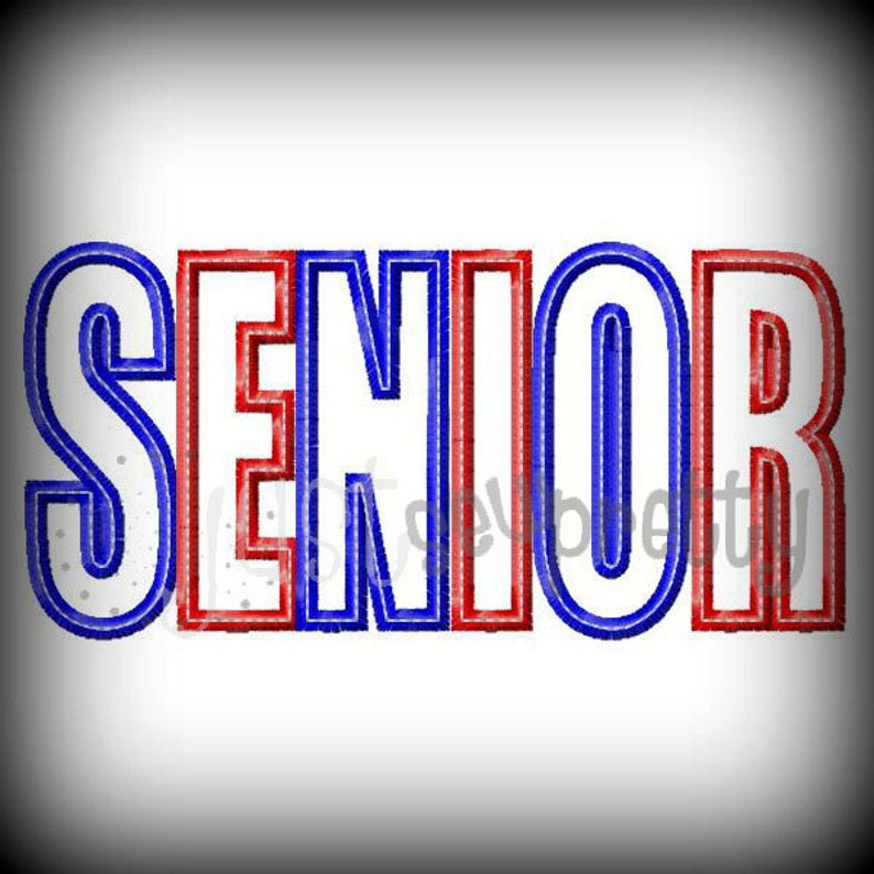 Senior Word Embroidery Applique Design - Etsy