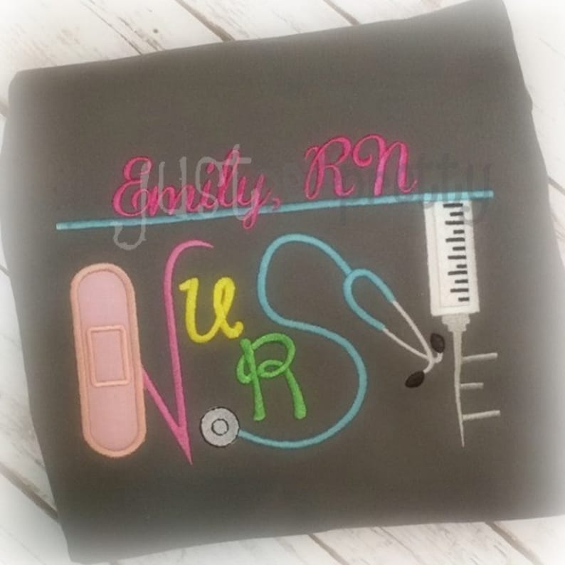 Nurse Type Nursing Embroidery Applique Design - Etsy