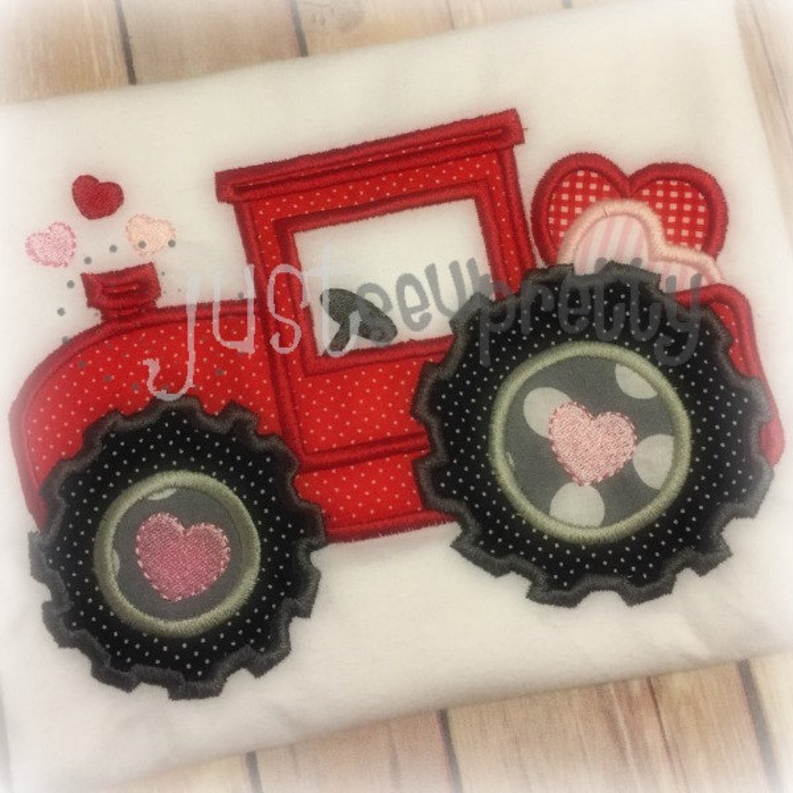 Tractor With Hearts Valentine's Embroidery Applique Design - Etsy