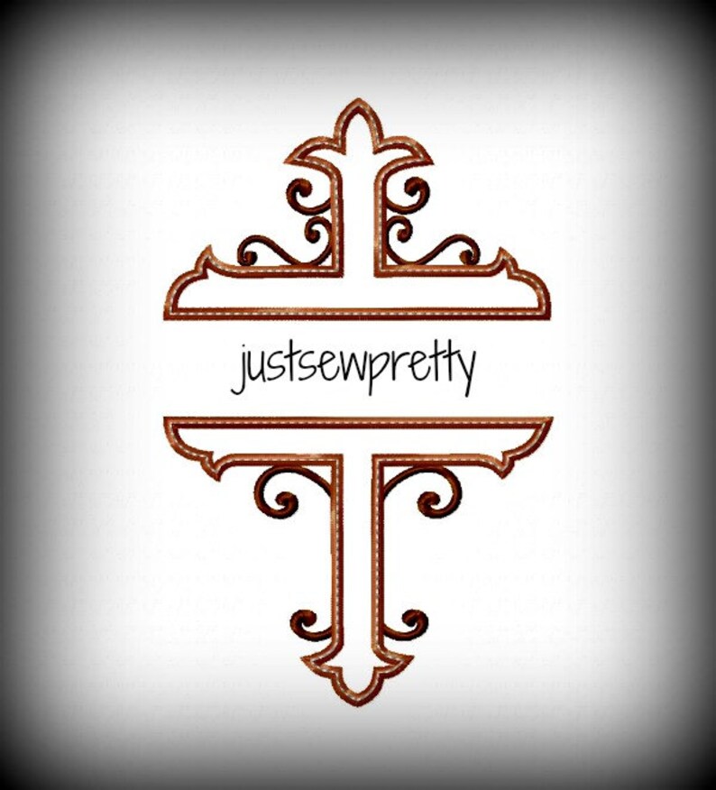 Monogram Cross Embroidery Applique Design - Etsy