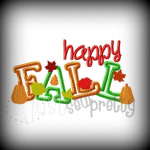 Happy Fall Embroidery Applique Design - Etsy