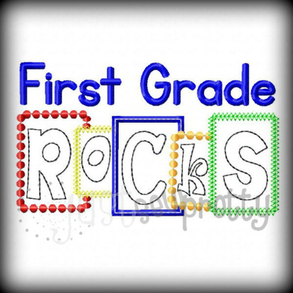 1st Grade Rocks Blocks Embroidery Applique Design - Etsy