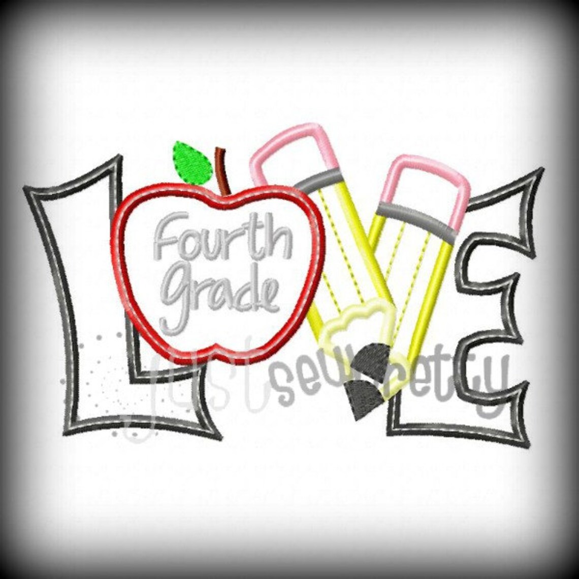 Love Fourth Grade Pencils Embroidery Applique Design - Etsy
