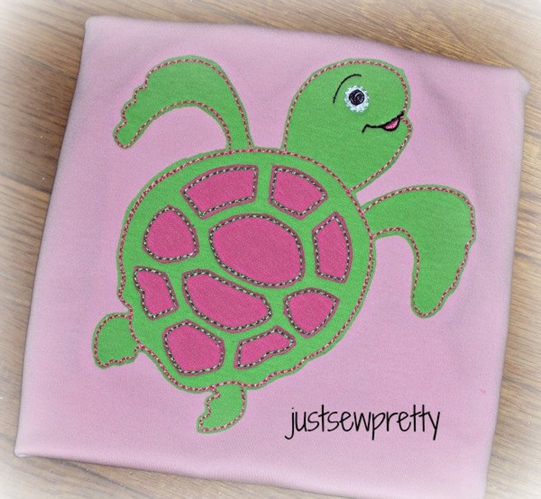 Redwork Sea Turtle Embroidery Applique Design - Etsy