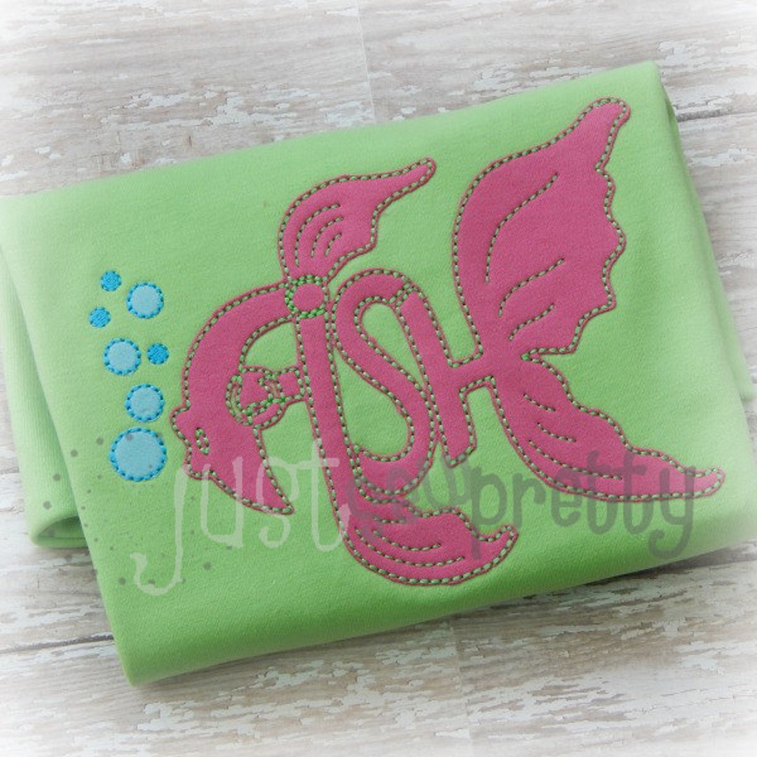 Fish Letters Embroidery Applique Design - Etsy