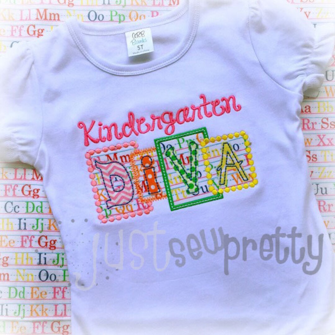 Kindergarten Diva Blocks Embroidery Applique Design - Etsy