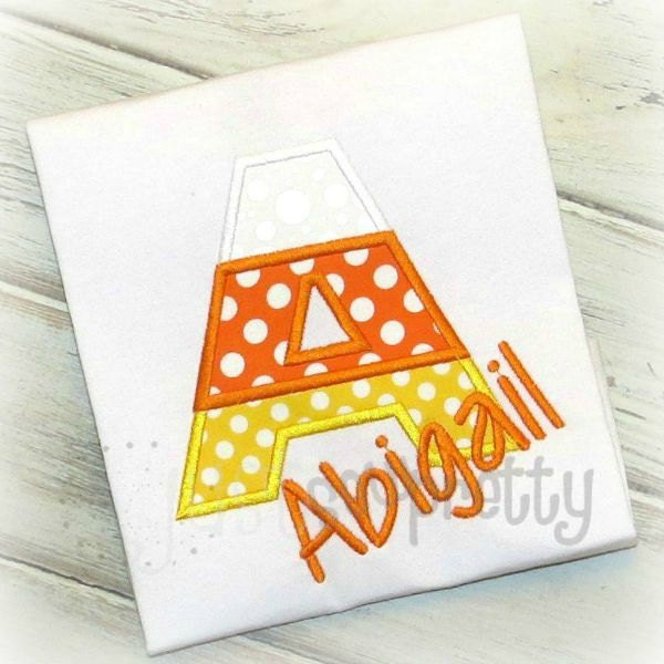 Candy Corn Tricolor Alphabet Font Embroidery Applique Design | Etsy
