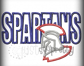 Spartans Digital Machine Embroidery Applique Design 6 Sizes, Spartans Applique, Spartans Mascot ...