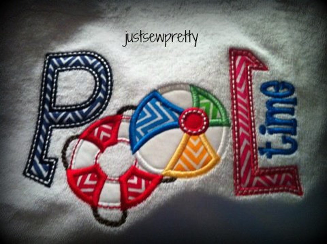 Pool Time Embroidery Applique Design - Etsy