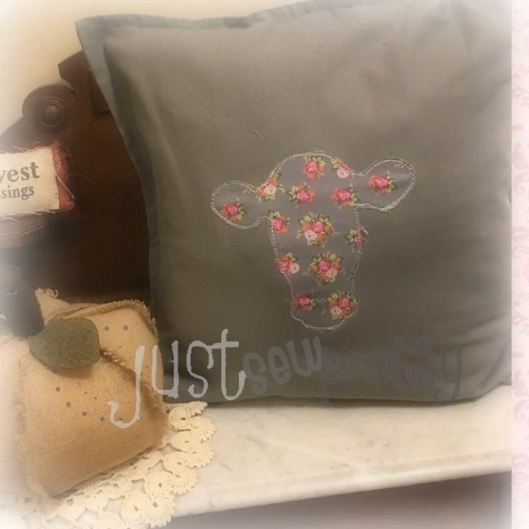 Cow Silhouette Applique Redwork Embroidery Design - Etsy